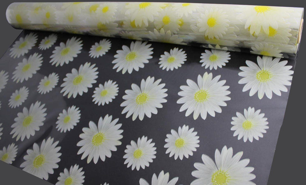 5m, 10m, 20m, 50m, 100m Ivory Daisy Florist Cellophane Roll Film Hampe ...